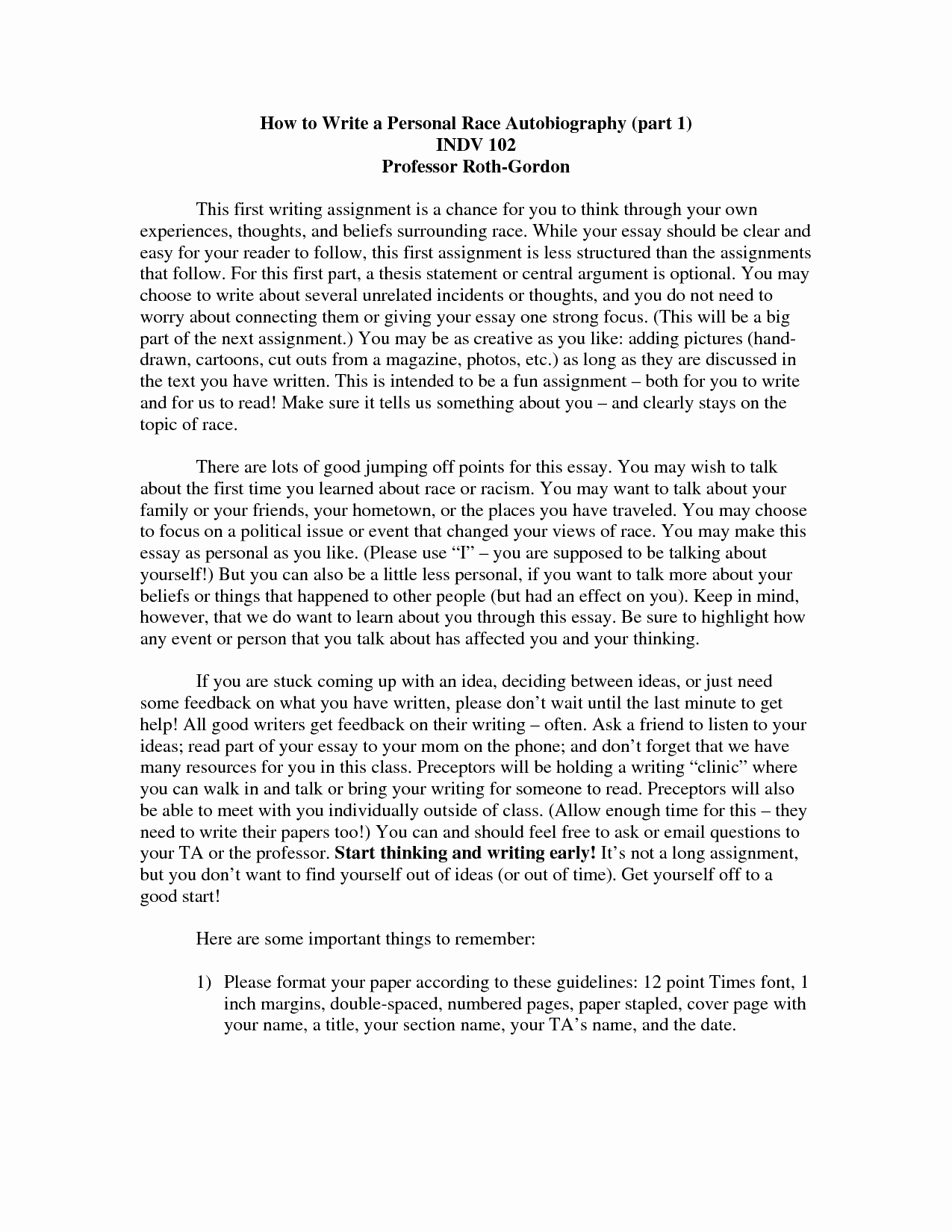 Autobiography For Graduate School