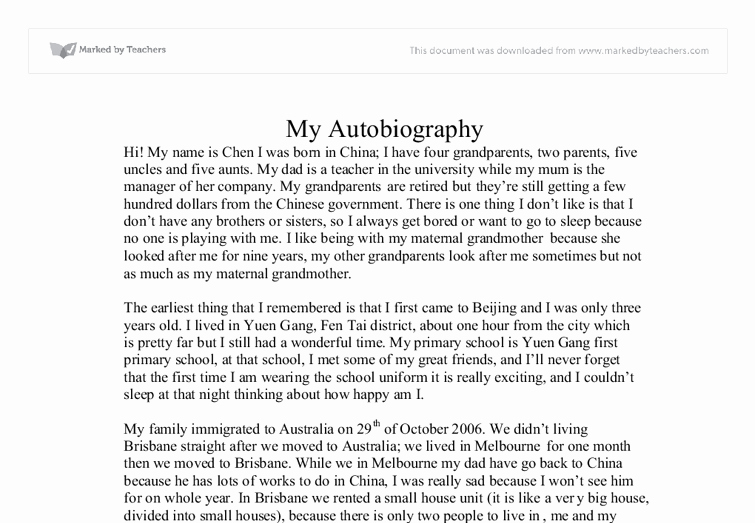 Autobiography For Scholarship Examples