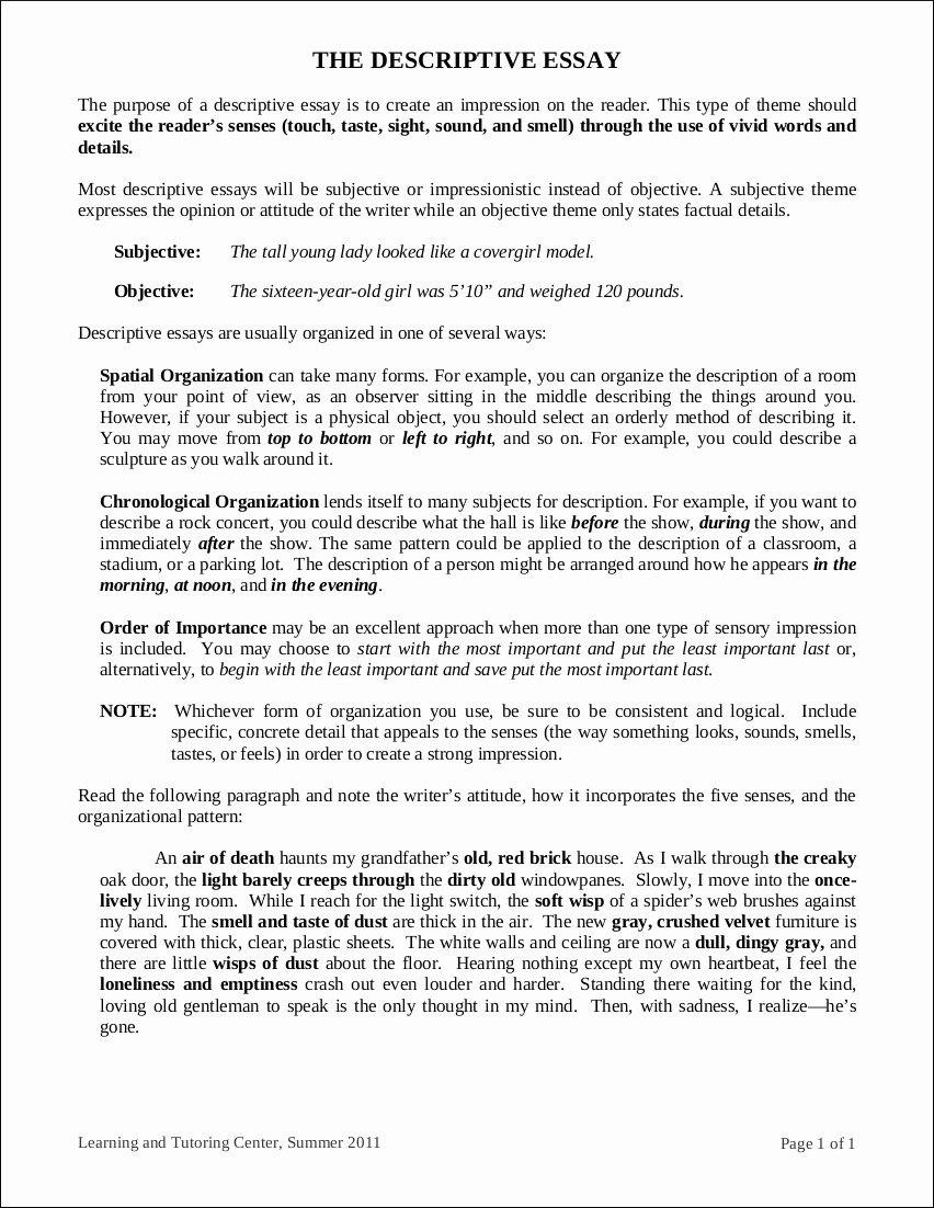 Descriptive Essay Examples College Peterainsworth Descriptive Essay Examples College Peterainsworth
