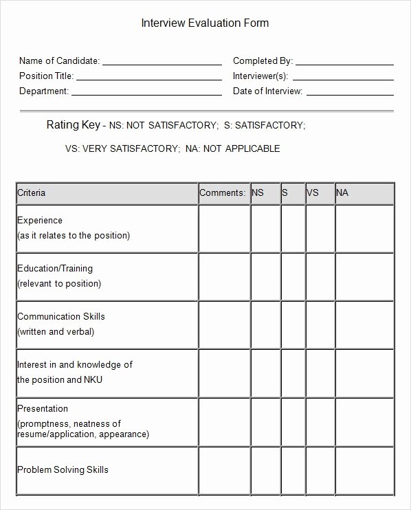 Employee Interview Evaluation Form Employee Interview Evaluation Form