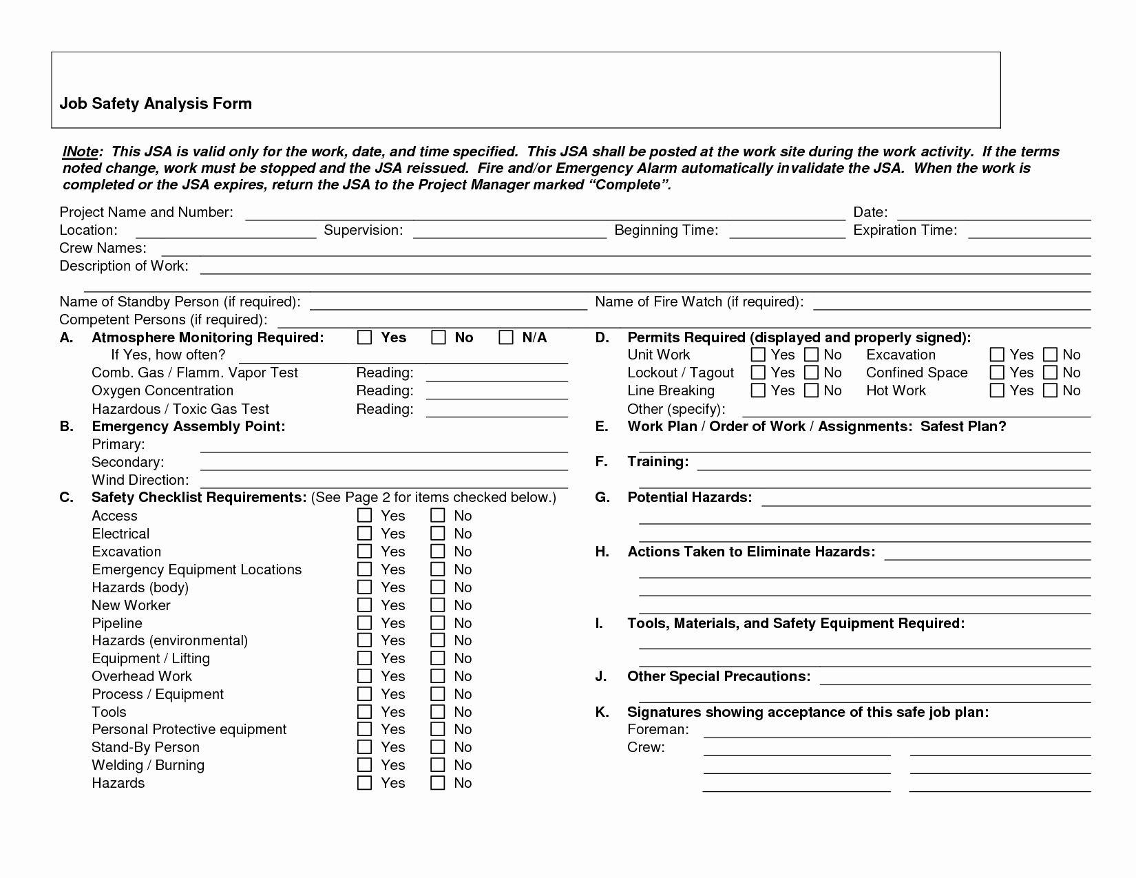Job Hazard Analysis Template Excel Peterainsworth