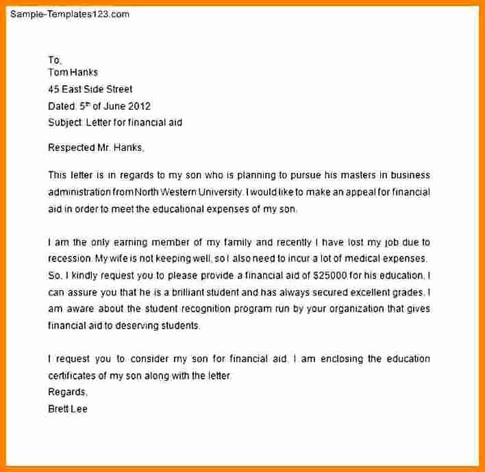 Letter Asking For Financial Support