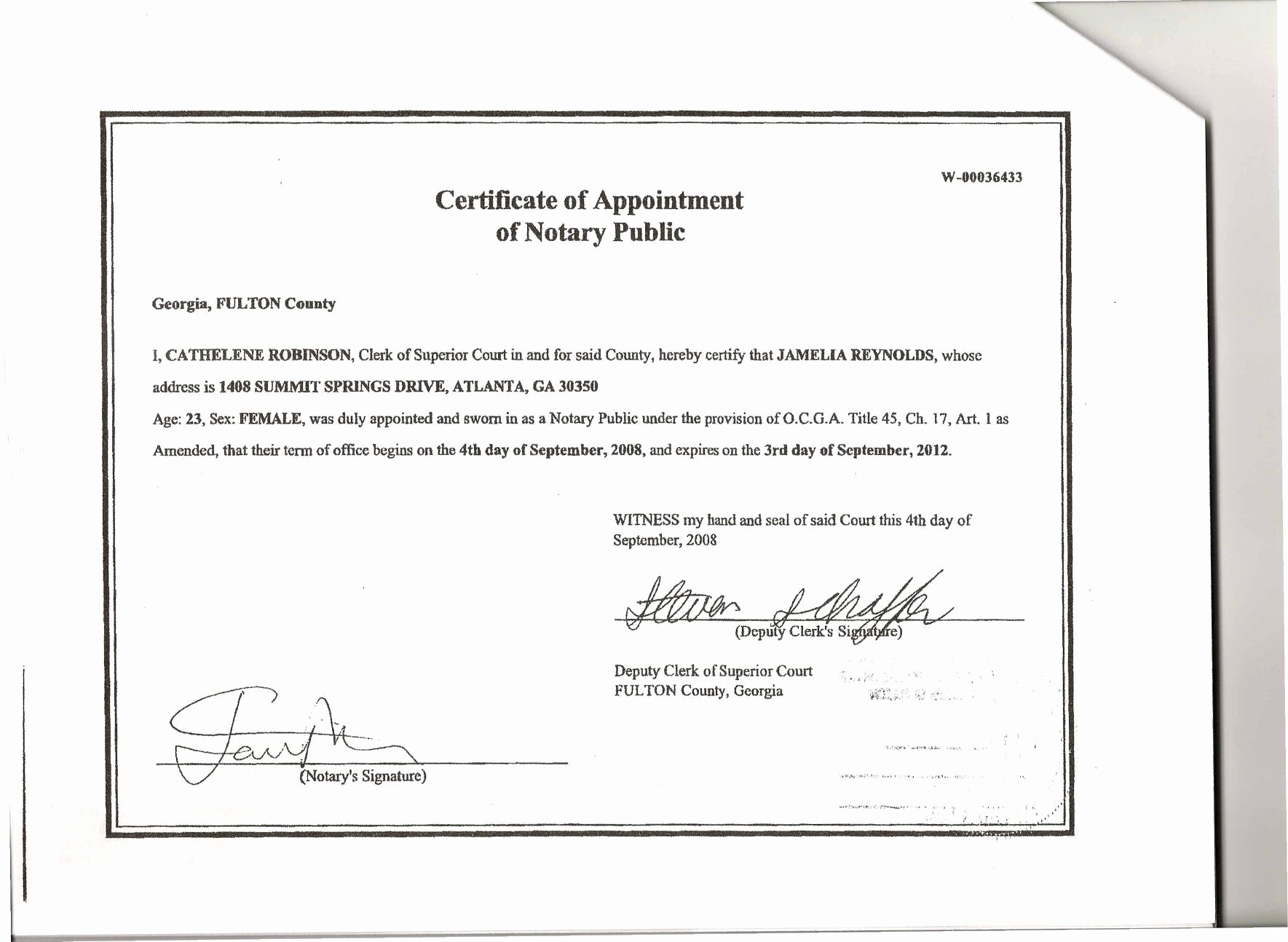 Notary Signature Example