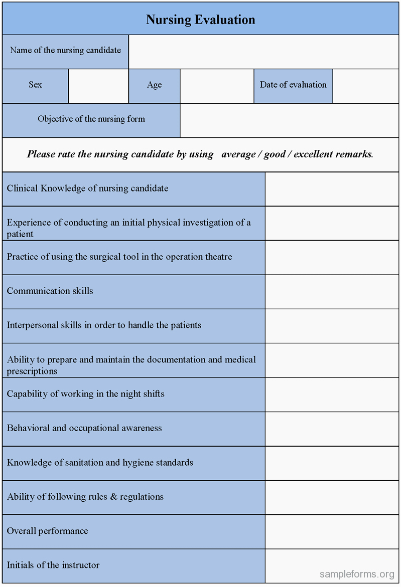 Nursing Evaluation Comments Examples Peterainsworth
