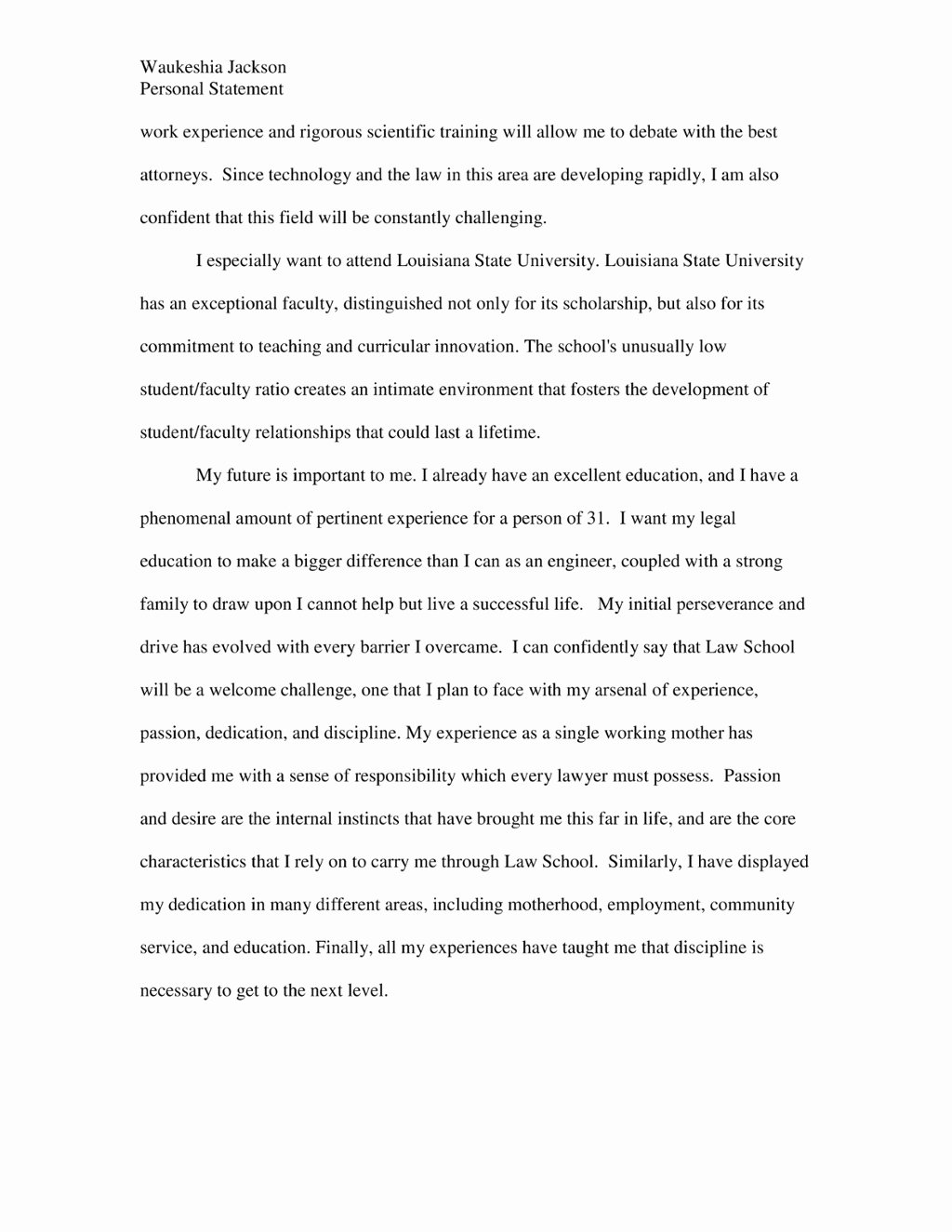 Personal Statement About Yourself Example Personal Statement About Yourself Example