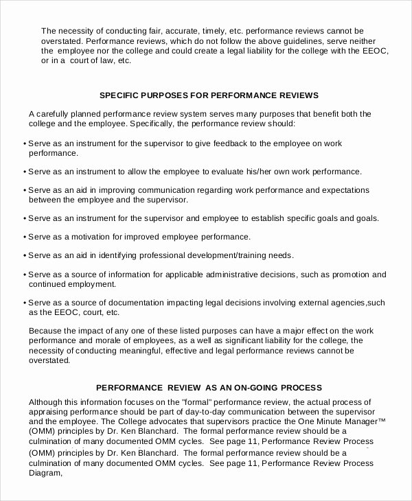 Summary Of Performance Examples